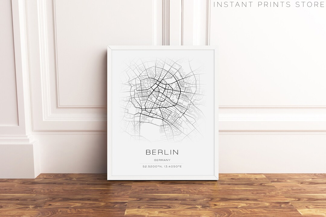 Berlin Germany Coordinates Map Printable Modern Art Poster Print Black ...