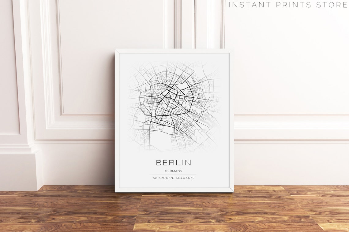 Berlin Germany Coordinates Map Printable Modern Art Poster | Etsy