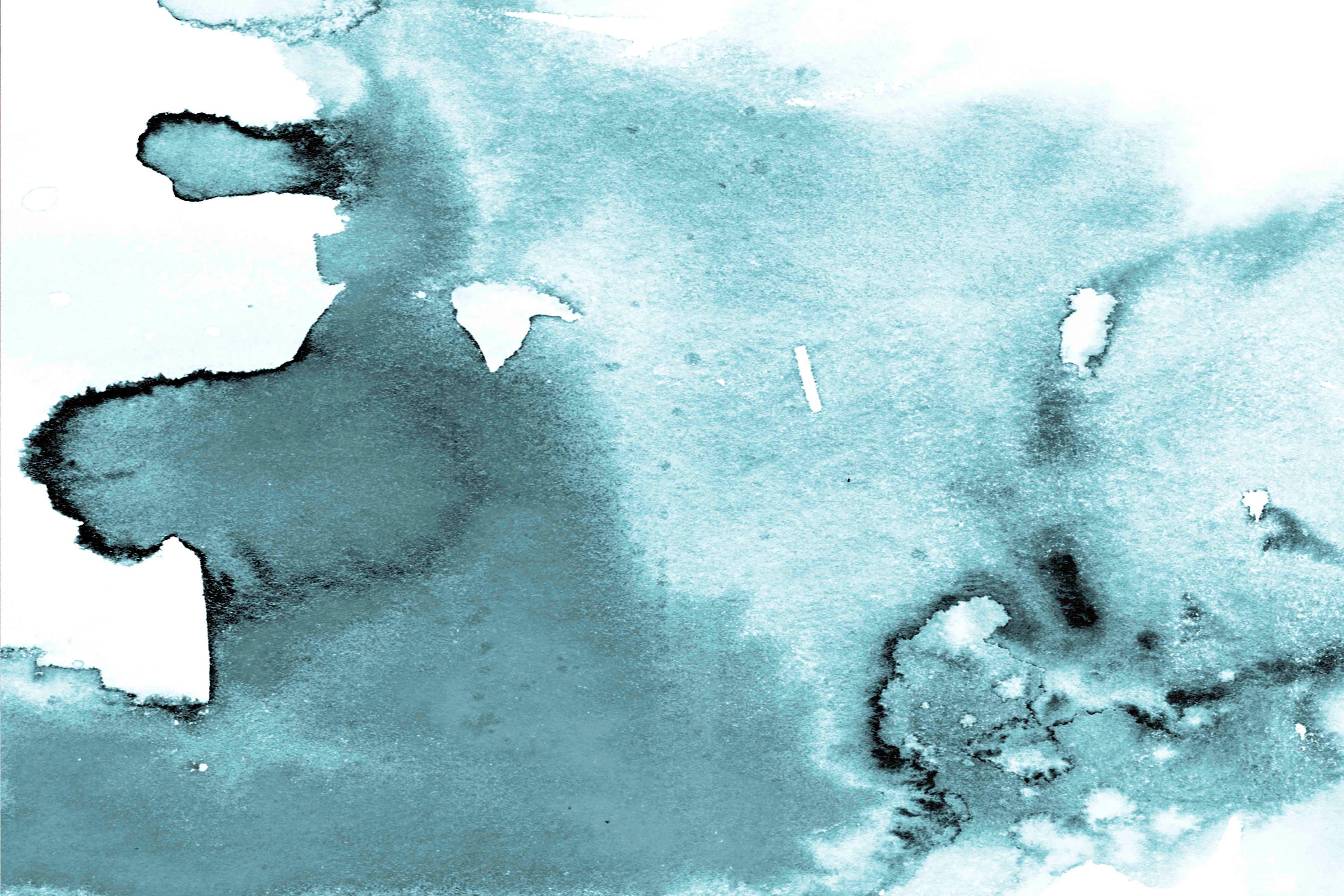 Aqua Abstract Watercolor Art Print Blue Green Modern Ocean Water Poster ...