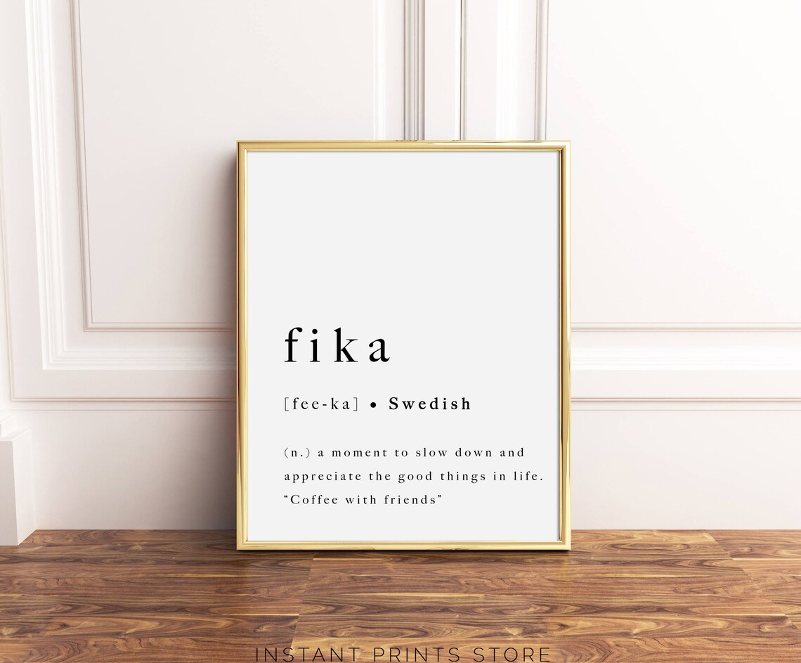 Fika Swedish Quote Print Inspirational Printable Poster Sweden | Etsy