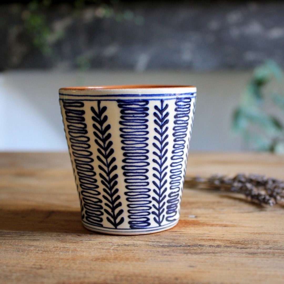 Set of 2 White or Blue Artisanal Ceramic Cups epi - Etsy