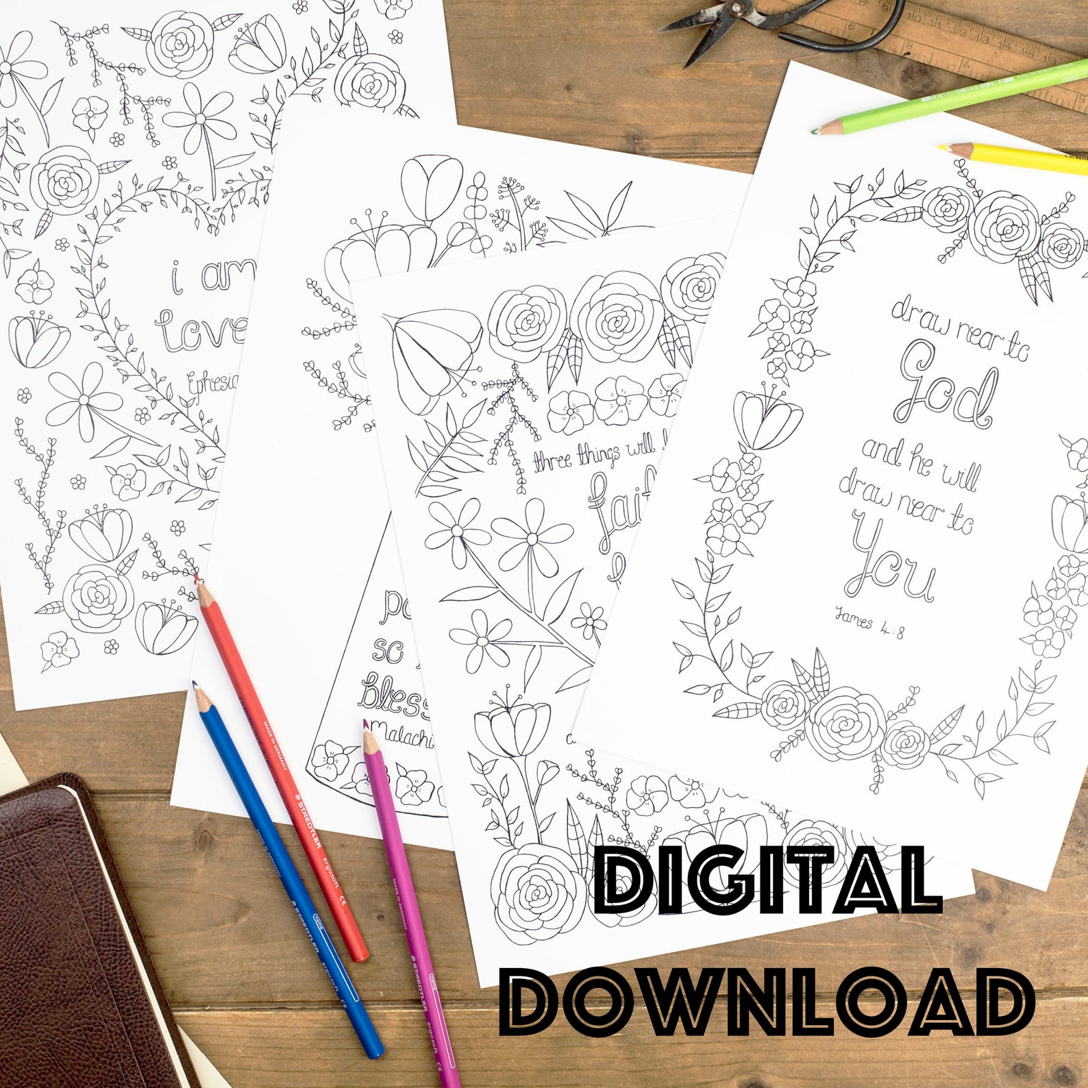 4 Bible Verse Colouring Pages Digital Download Christian - Etsy
