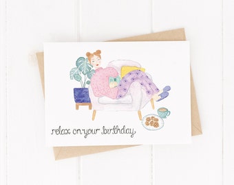 Relax Birthday Card - Etsy