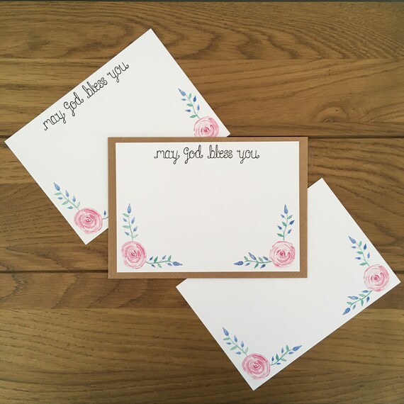 May God Bless You Note Card Pack of 10 Floral | Etsy