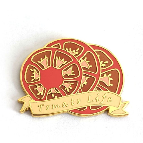 Tomato Cat Enamel Pin Quirky Purrmato Vegetable Brooch - Etsy