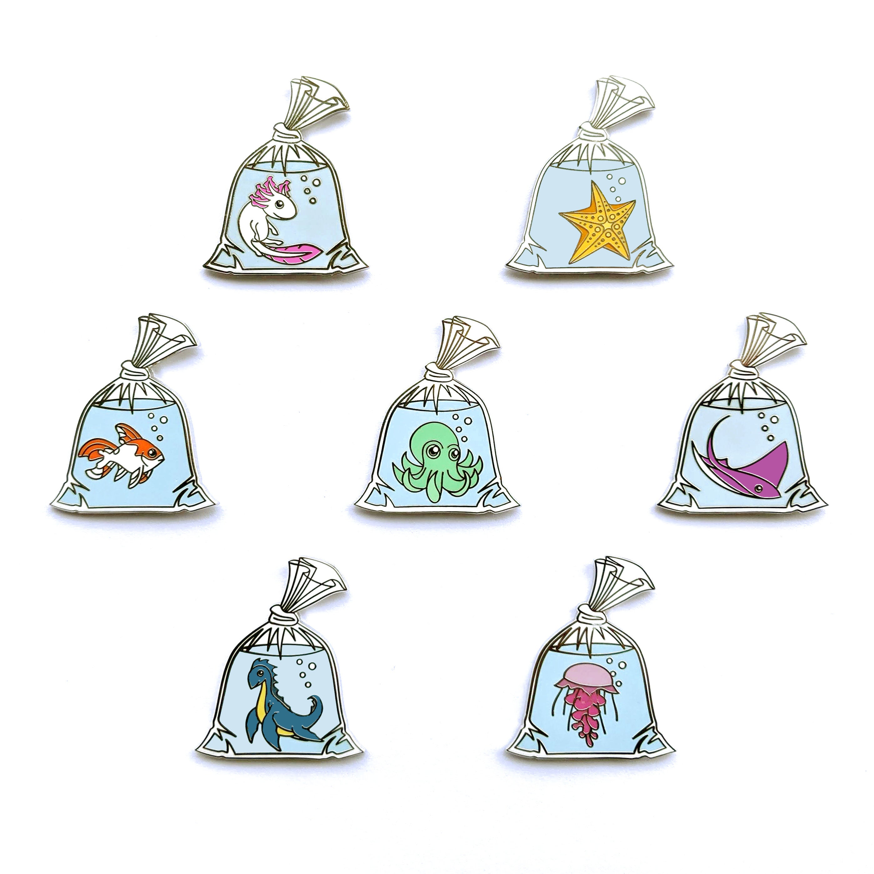 Starfish Pin Sea Star Pin Goldfish in a Bag Pin Seconds - Etsy