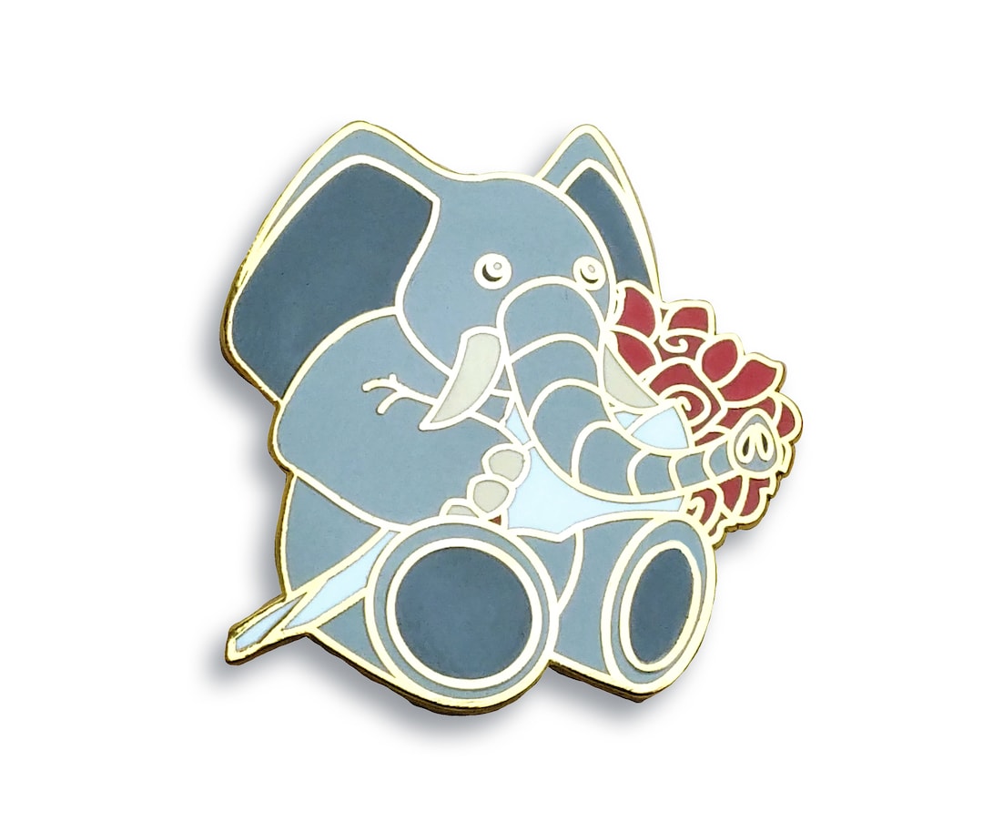 Elephant Pin, Rose Pin, Flower Pin, Enamel Pin, Valentines Pin, Cute ...
