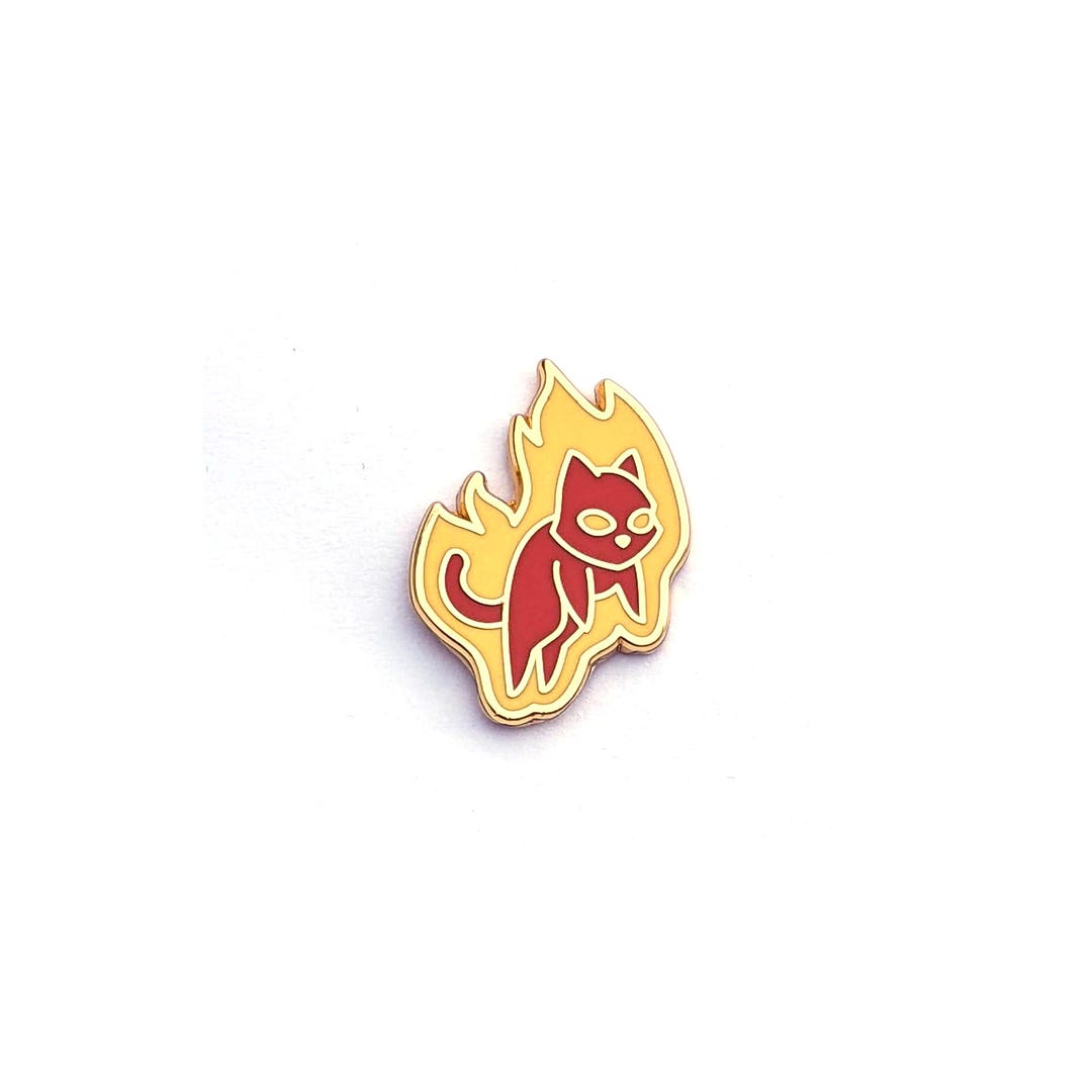 Fire Spirit - Flaming Cat - Fire Mage - Hard Enamel Pin - Etsy