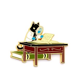 Archival Science Cat Hard Enamel Pin - Scientist Cat Pin - Old Book Pin ...