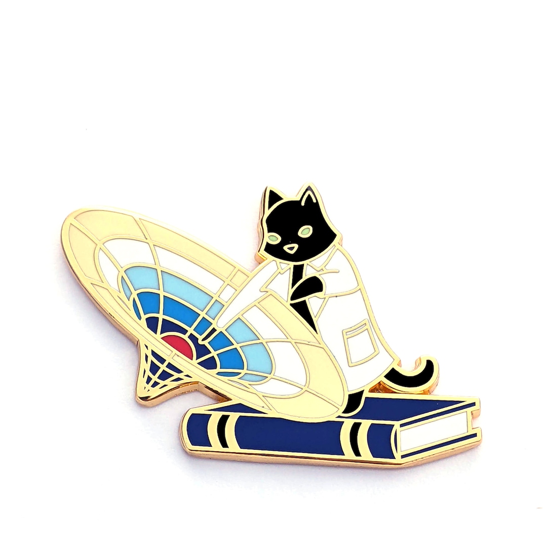 Physics Cat Hard Enamel Pin - Scientist Cat Pin - Gravity Well Enamel ...