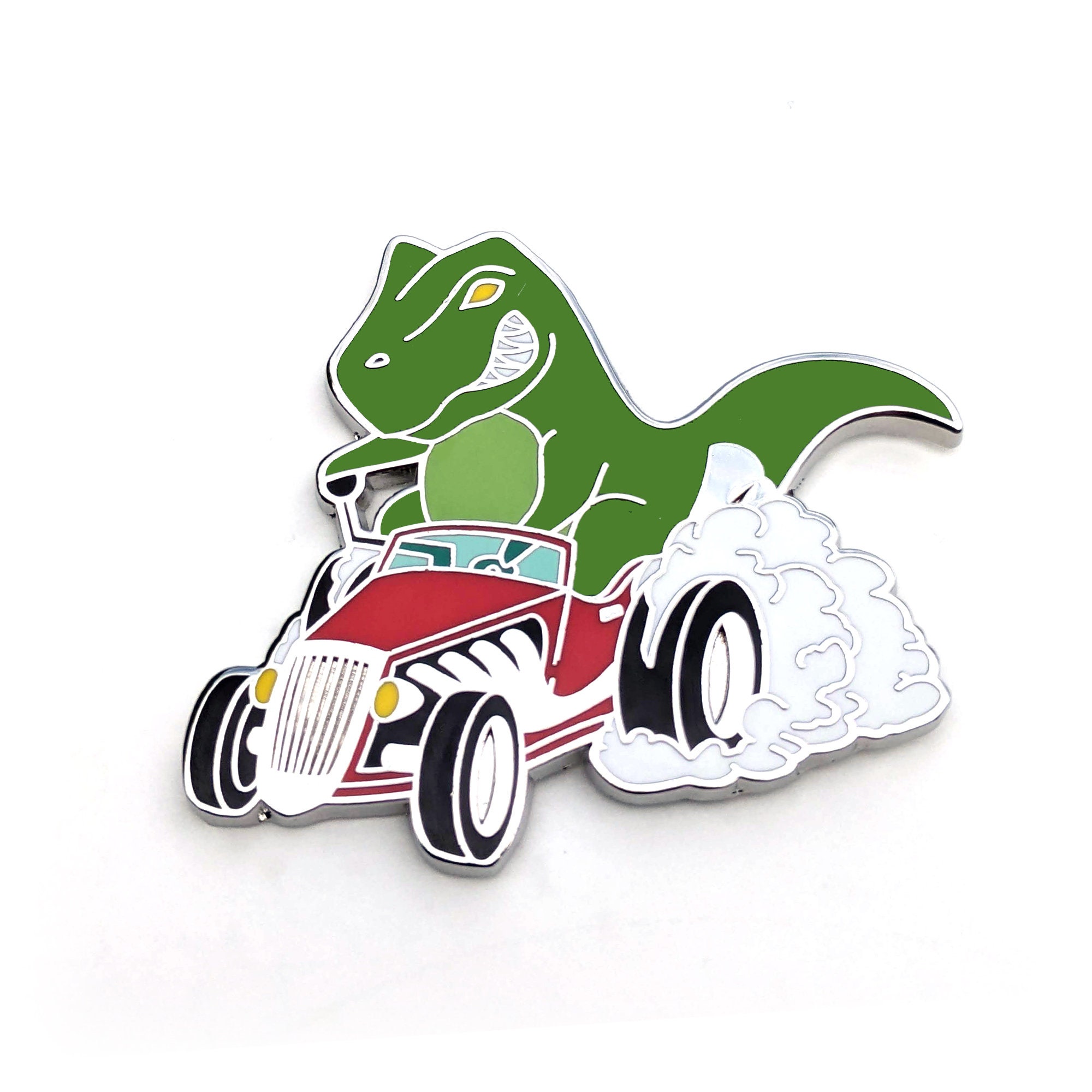 T-rex Hotrod Pin Tyrannosaurus Race Car Pin Car Lover Pin - Etsy