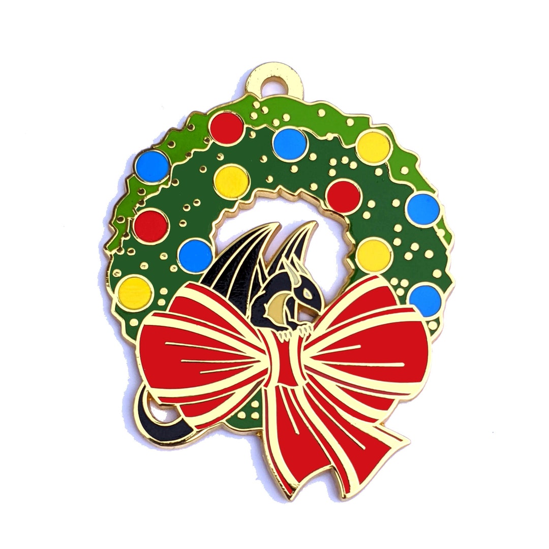 Christmas Dragon Pin, Jumbo Pin, 2.5 Inch Pin, Hard Enamel Pin ...