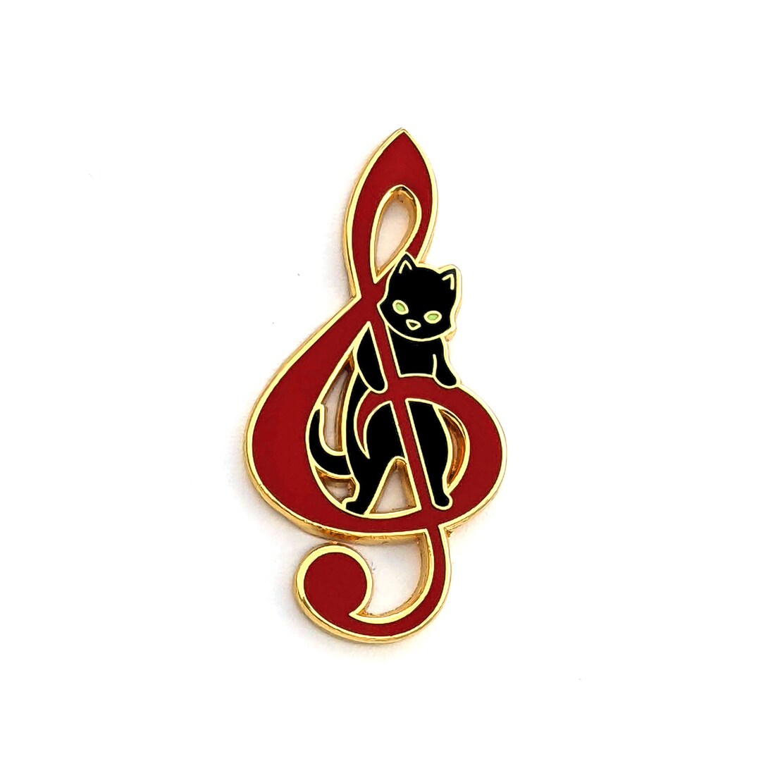 Treble Clef Cat G Clef Hard Enamel Pin - Etsy