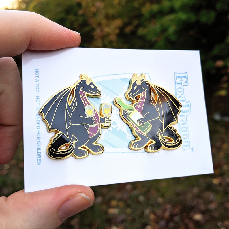 Wine Dragon Pin Set Hard Enamel Pins Dice Bag Accessory | Etsy