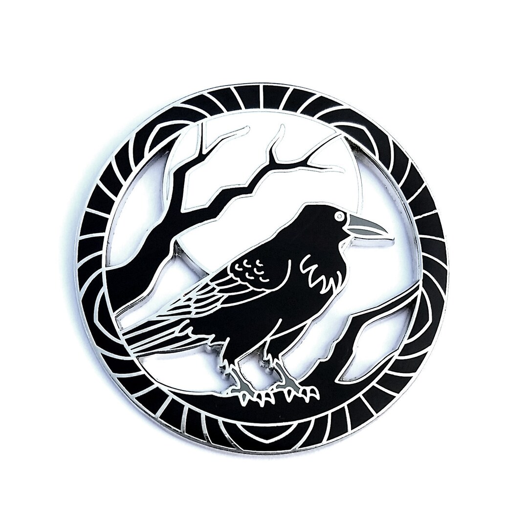 Encircled Raven Pin - Crow Pin - Black Bird Pin - Hard Enamel Pin ...