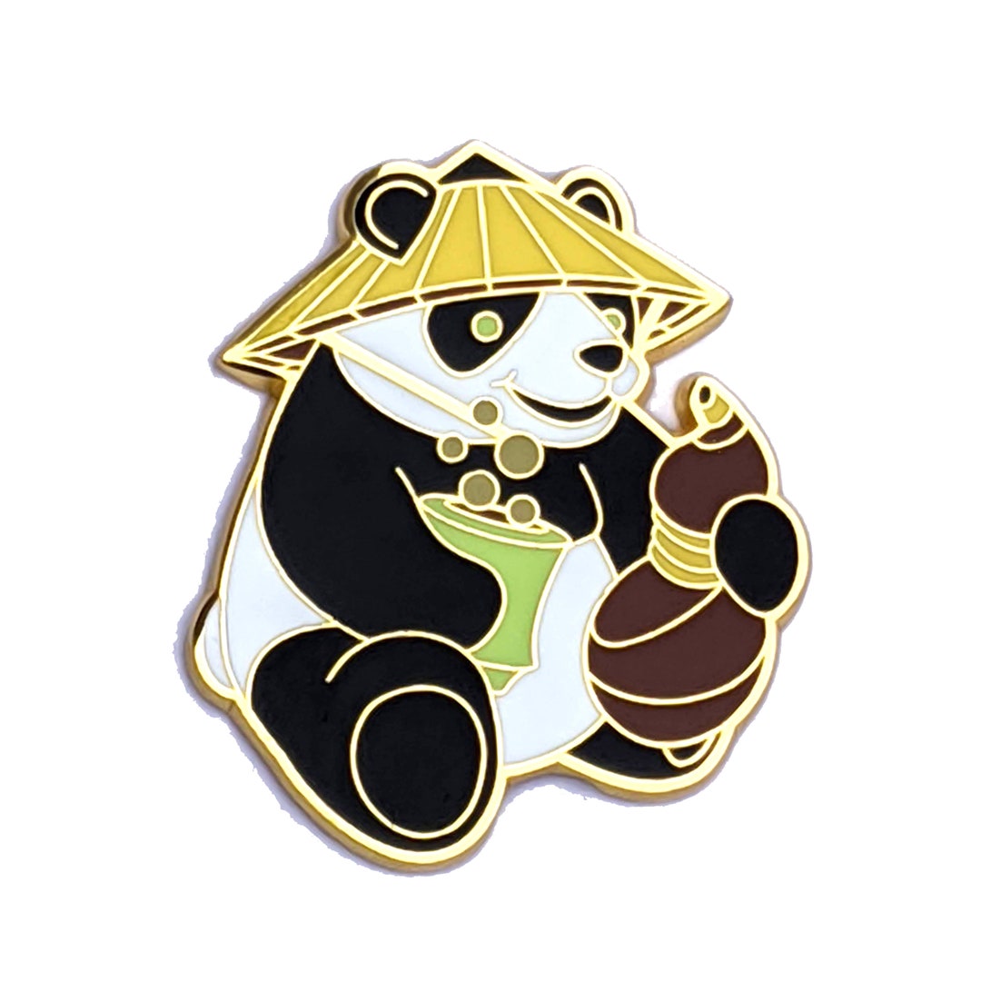 Tipsy Panda Pin - Hard Enamel Pin Panda - Sake Pin - Etsy