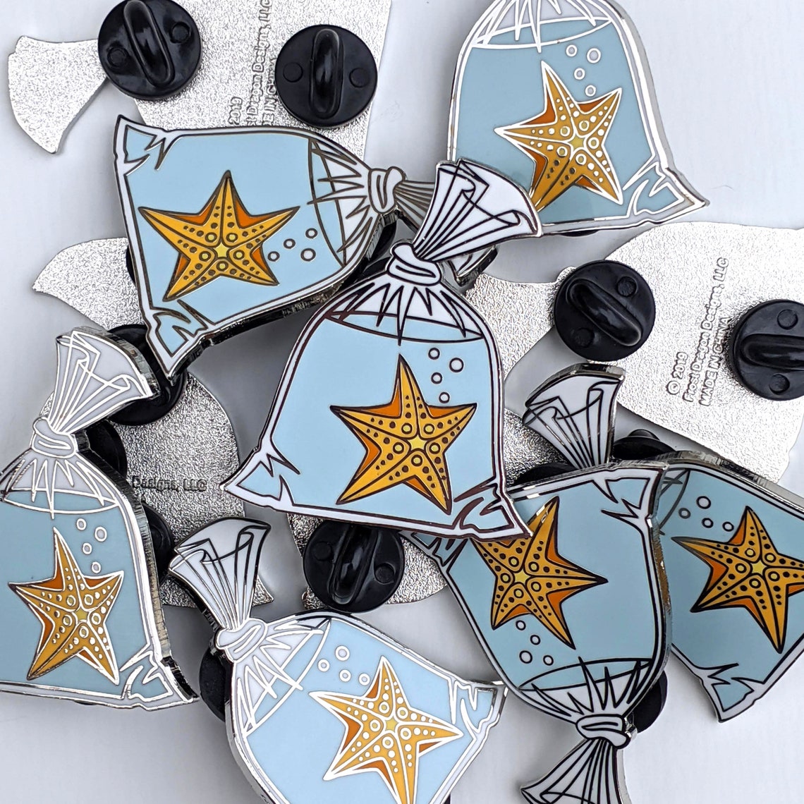 Starfish Pin Sea Star Pin Goldfish in a Bag Pin Seconds - Etsy