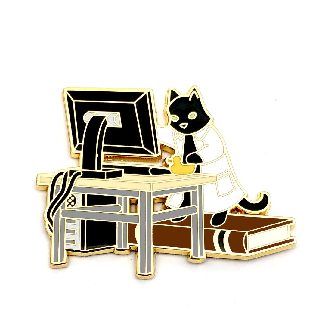 Computer Science Cat Hard Enamel Pin - Desktop Computer Pin - Etsy