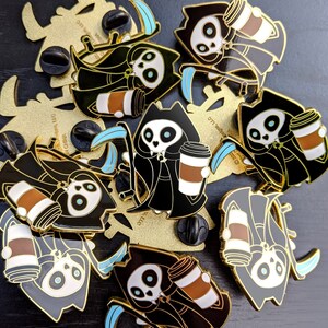 Death and Coffee Cat Pin the Kitty Grim Reaper Hard Enamel Pin - Etsy