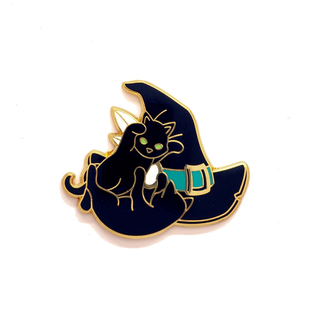 Witch Hat Cat Pin - Hard Enamel - Etsy