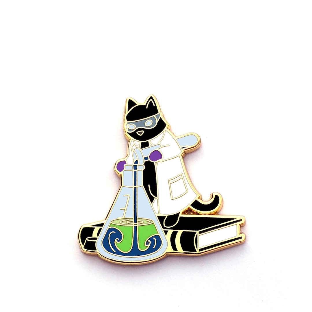 Chemistry Cat Hard Enamel Pin - Scientist Cat Pin - Enamel Pin Cat - Etsy