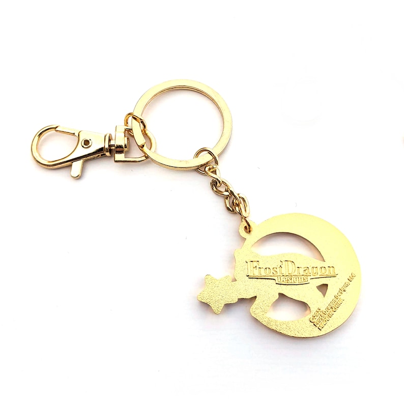 Cat on the Moon Keychain- Cat Playing With Star- Reach for the Stars ...
