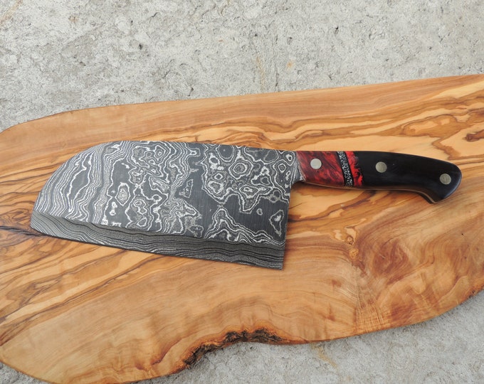 Handmade Damascus Steel Cleaver Chopper Chef Kitchen Knife Heavy Duty ...