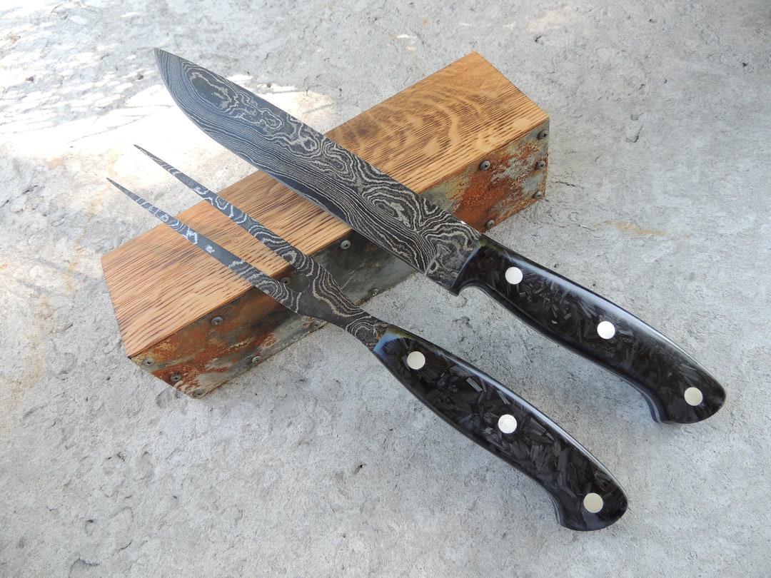 Damascus Carving Set - Etsy