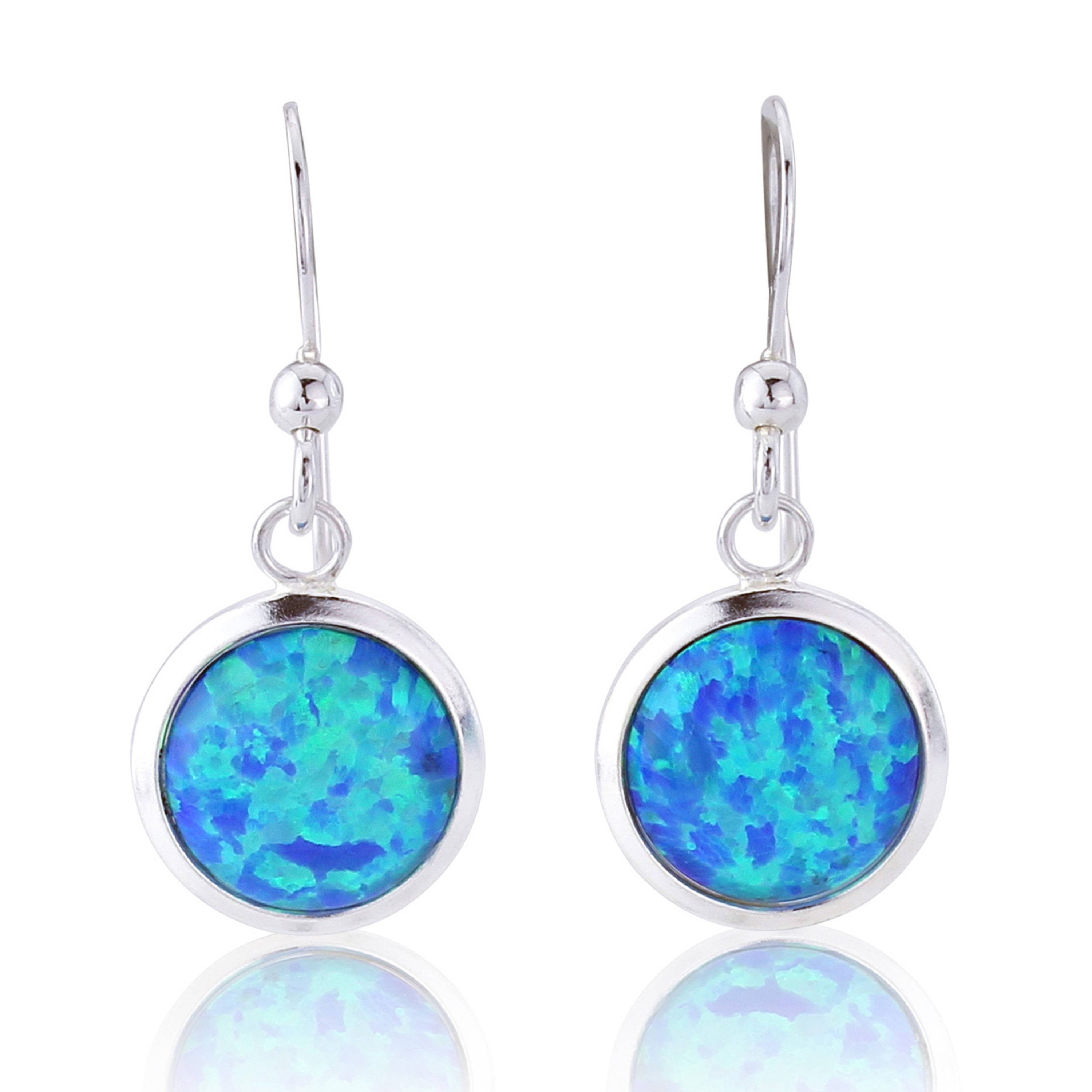 Silver and 10mm Blue Opal Drop Earring - Etsy Australia