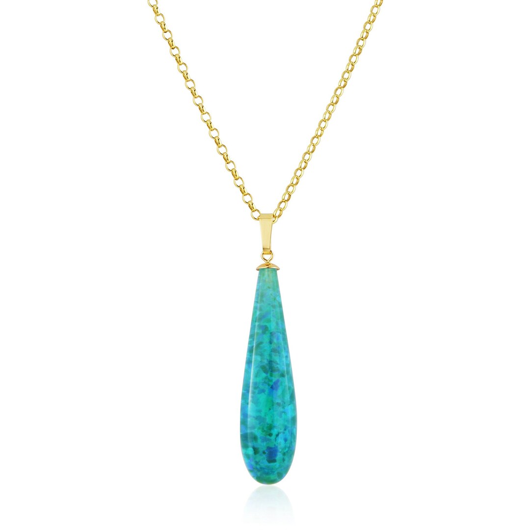 9ct Gold Aqua Teardrop Opal Pendant - Etsy