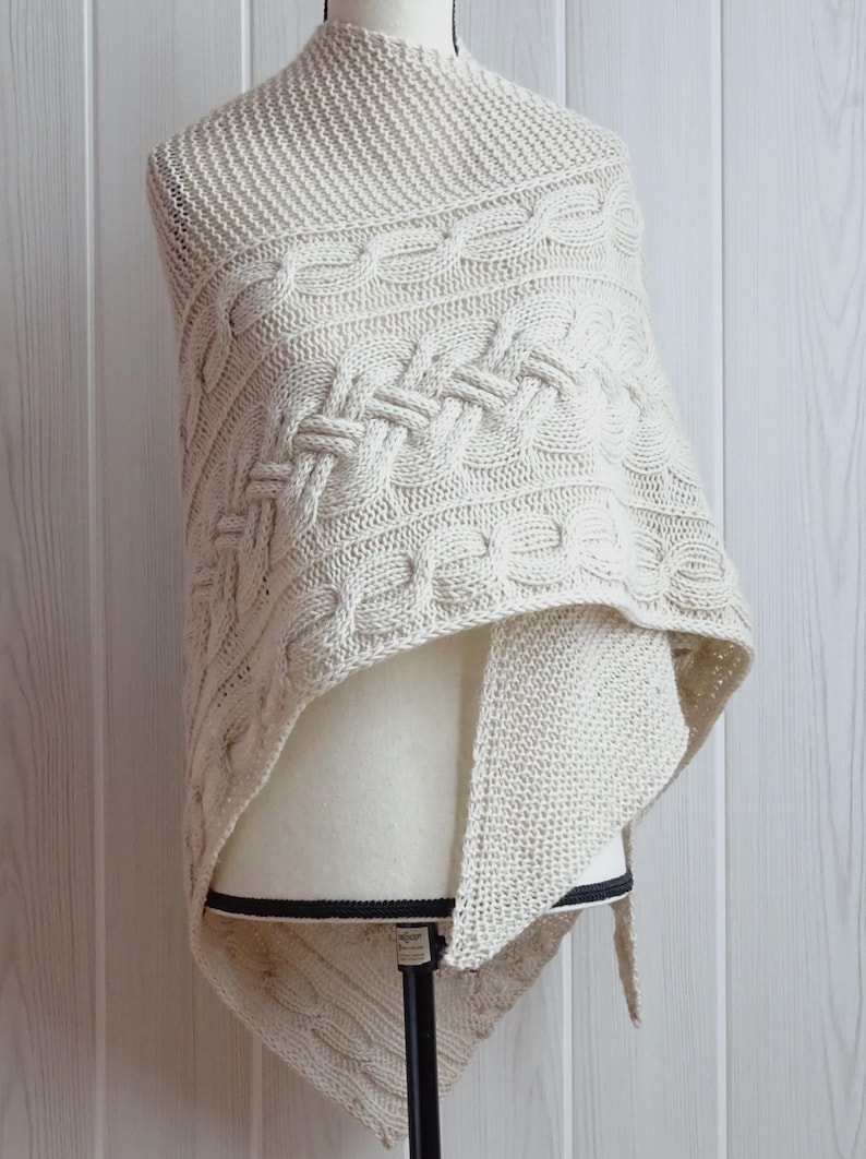 Knit Shawl Pattern : Becca Asymmetrical Cables Shawl Knitting Pattern ...