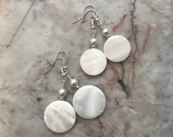 White Shell Earrings - Etsy
