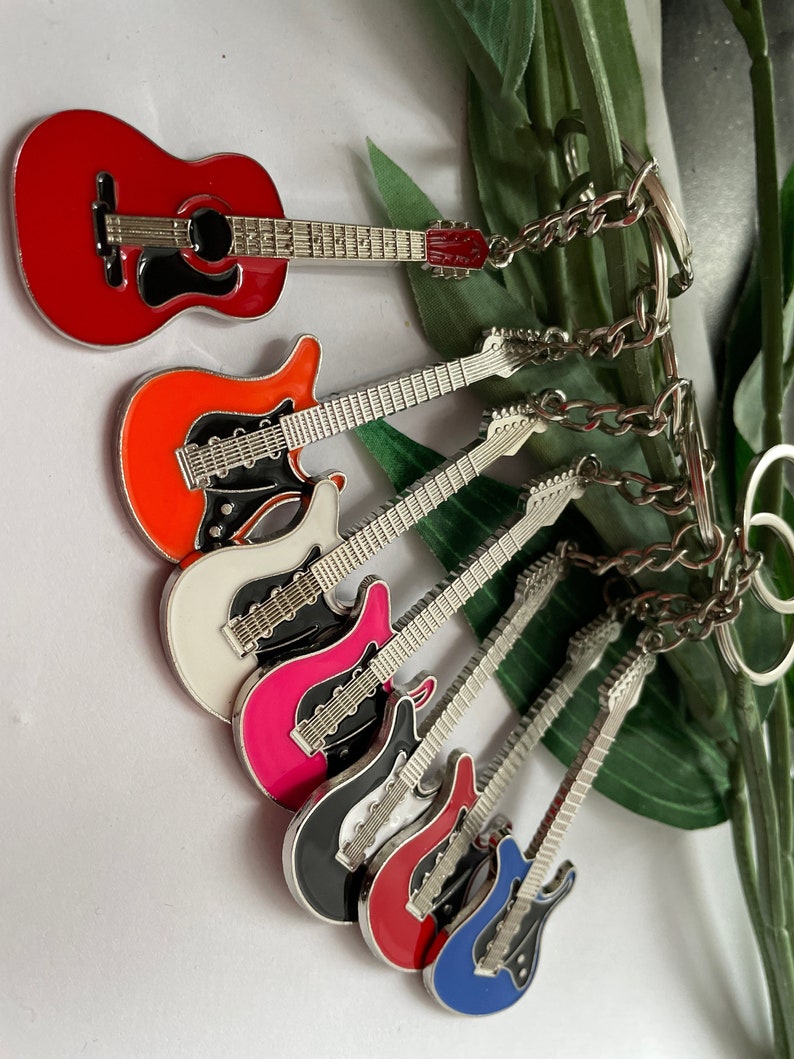 Guitar Keychain, Novelty Keychain, Guitar Keyrings, Christmas Keychains ...