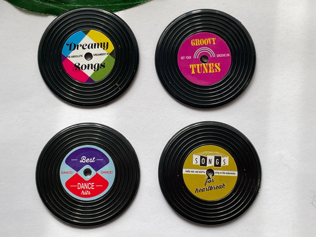 Set of 4 Vinyl Record Magnets, Music Magnets, Fridge Magnets, Locker ...