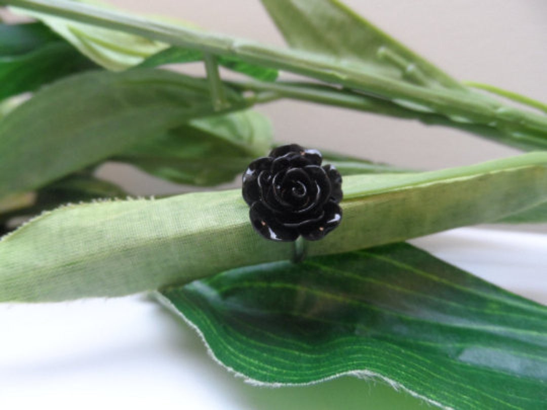 Child's Adjustable Black Flower Ring, Toddler Rings, Kids Rings ...