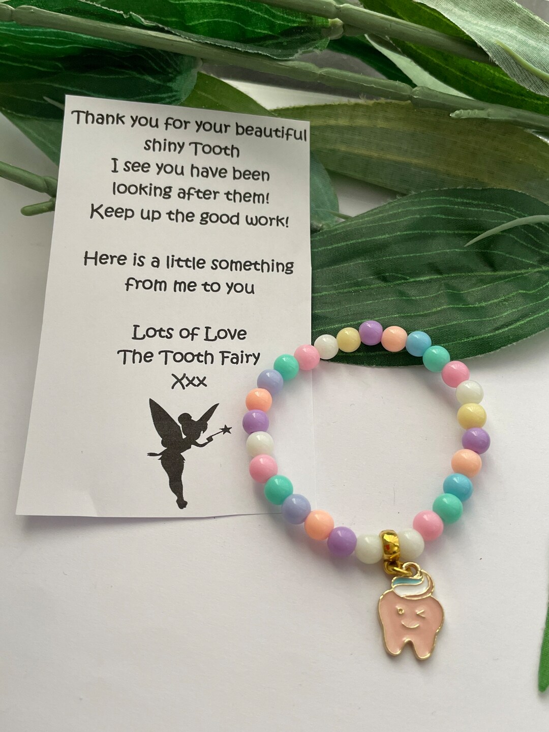 Girls Tooth Fairy Stretchy Bracelet With Tooth Charm, Kids Bracelets ...