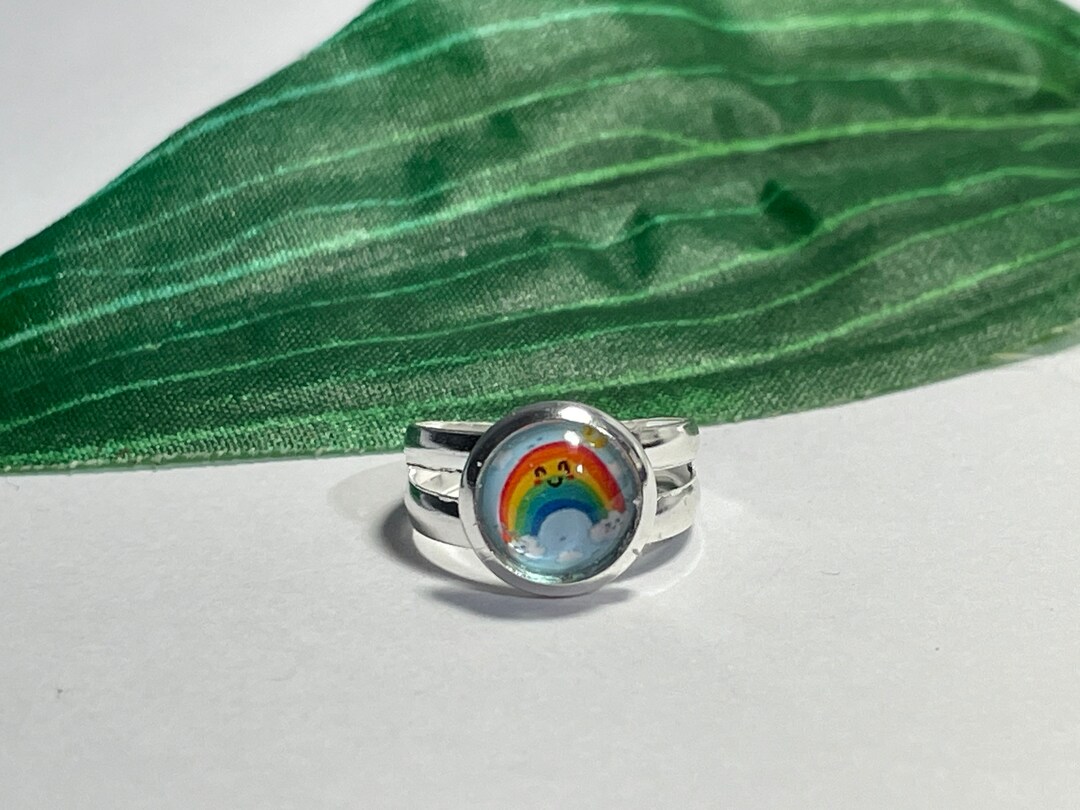 Child's Adjustable Rainbow Ring, Kids Rings, Girls Rings,kiddies Ring ...
