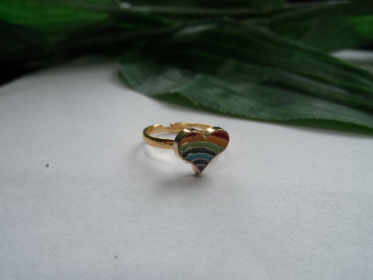 Girls Adjustable Rainbow Heart Ring Girls Rings Kids Rings | Etsy