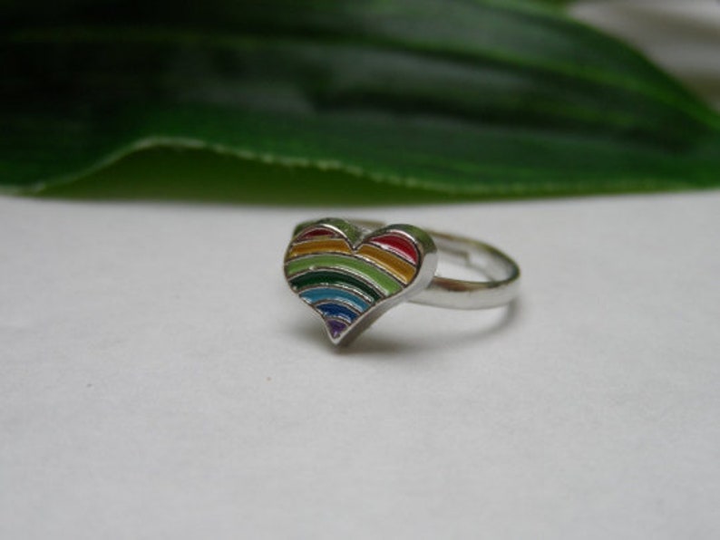 Girls Adjustable Rainbow Heart Ring Girls Rings Kids Rings | Etsy