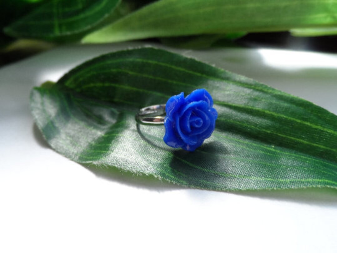 Child's Adjustable Saphire Blue Flower Ring, Toddler Rings, Kids Rings ...