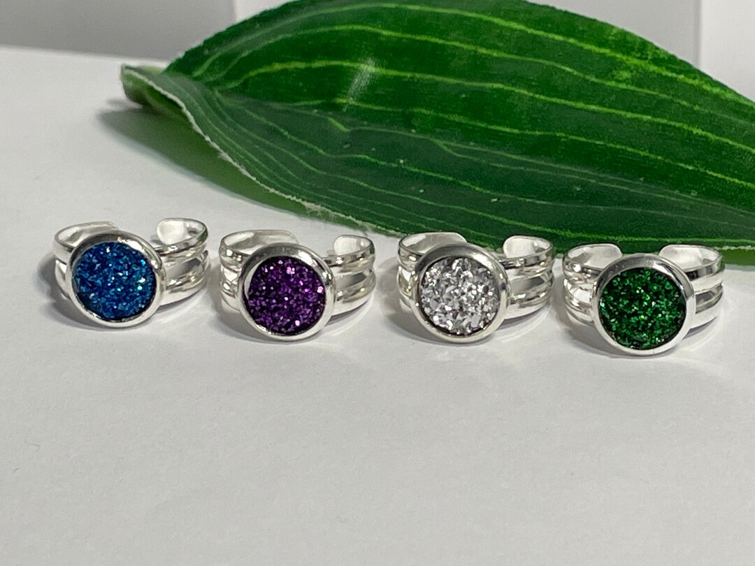 Child's Adjustable Sparkle Ring, Kids Rings, Druzy Rings,kiddies Ring ...