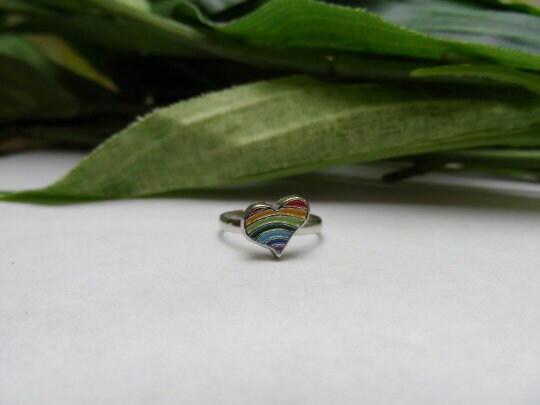 Girls Adjustable Rainbow Heart Ring Girls Rings Kids Rings | Etsy
