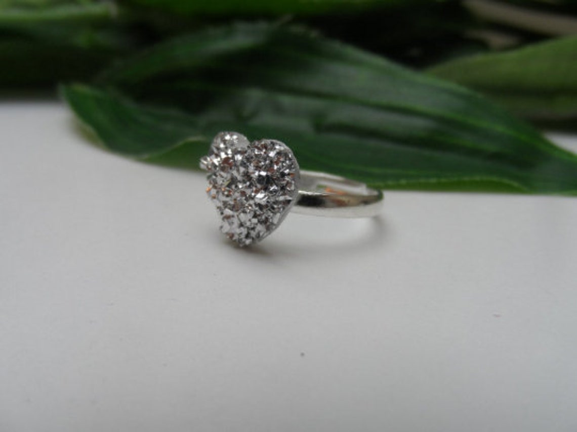Child's Bling Heart Ring, Kids Rings, Adjustable Rings, Girls Birthday ...