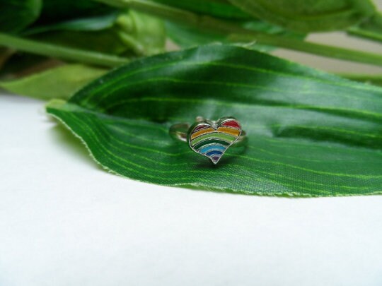 Girls Adjustable Rainbow Heart Ring Girls Rings Kids Rings | Etsy