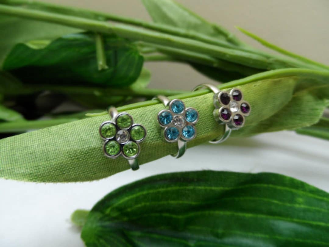 Childs Birthstone Adjustable Flower Ring, Kids Rings, Bling Rings,girls ...