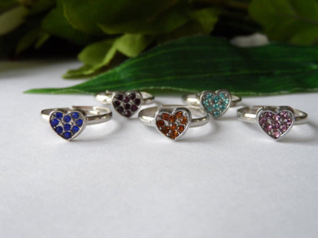 Child's Adjustable Heart Birthstone Ring, Kids Rings, Girls Rings ...