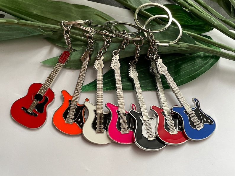 Guitar Keychain, Novelty Keychain, Guitar Keyrings, Christmas Keychains ...