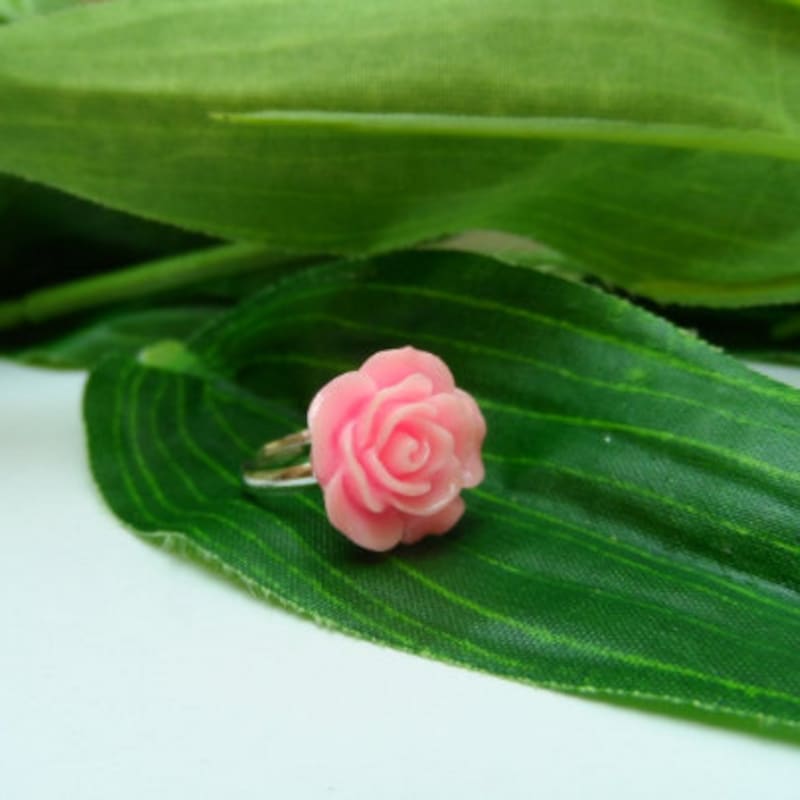 Pink Flower Ring - Etsy