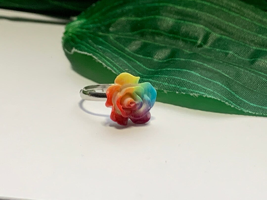 Child's Adjustable Rainbow Flower Ring, Toddler Rings, Kids Rings ...