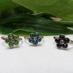 Childs Birthstone Adjustable Flower Ring, Kids Rings, Bling Rings,girls ...